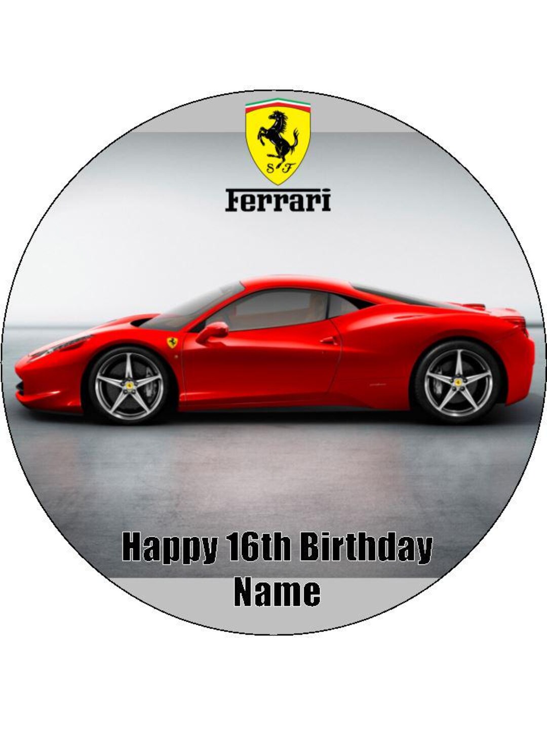 Red Ferrari Car Edible Cake Topper Birthday Cake & Cupcake Decorations ...