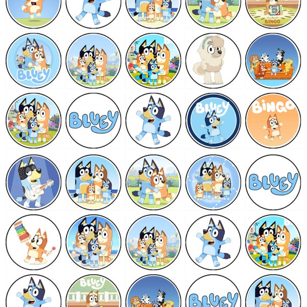 Bluey Wafer Cupcake Toppers - Etsy