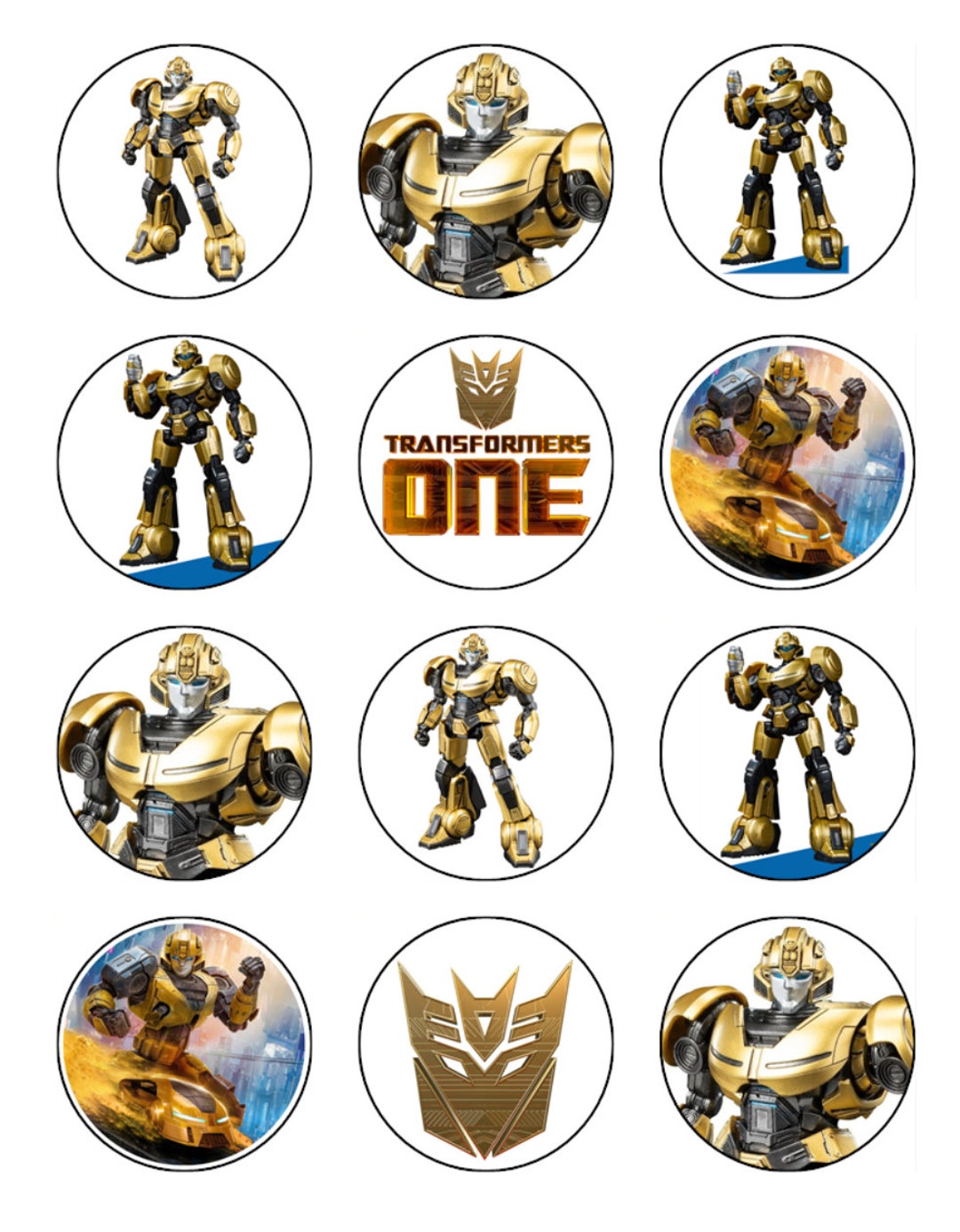 Superhero Transformers Bumblebee Cupcake Toppers Edible Icing Birthday ...