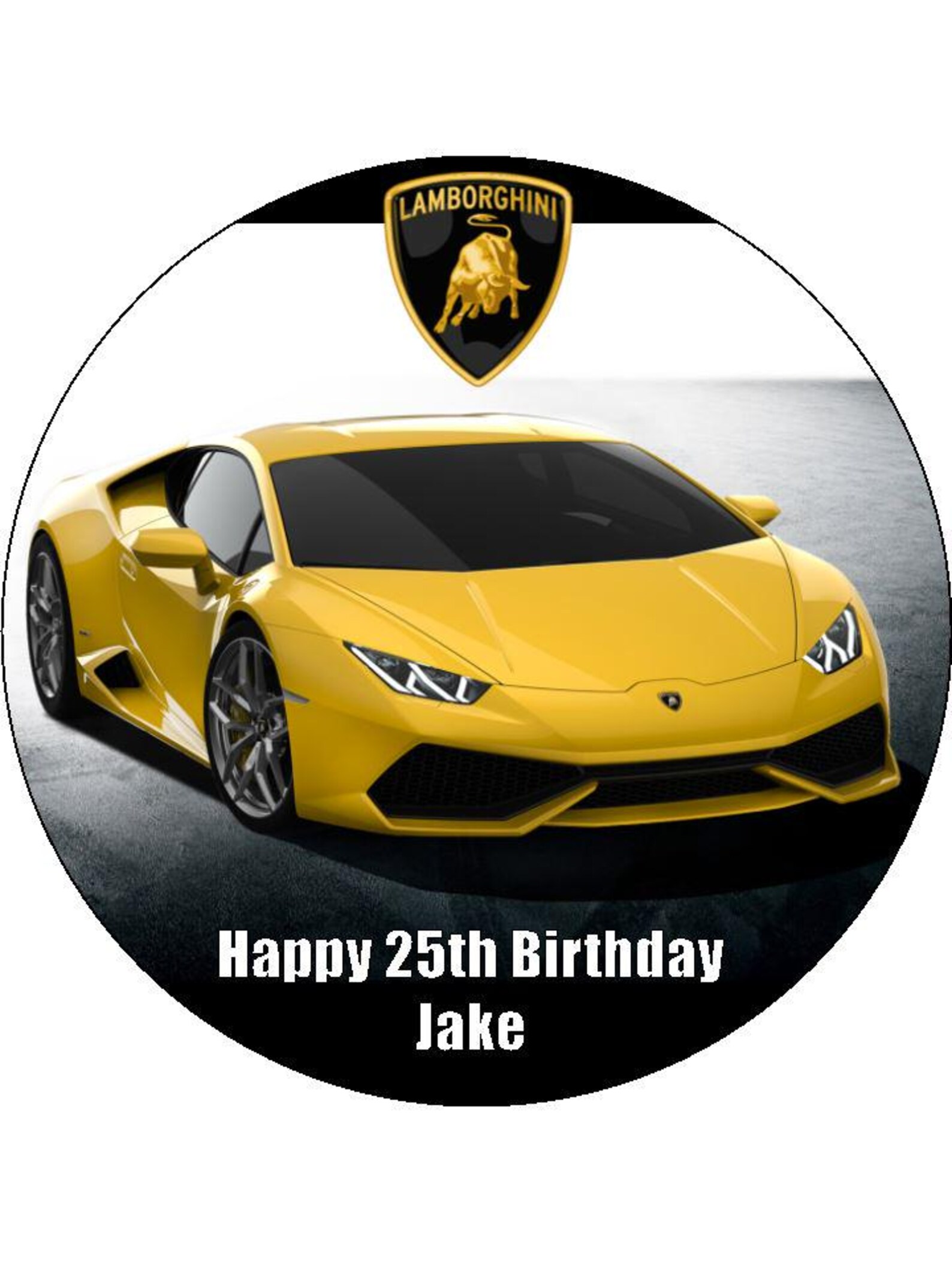 Lamborghini Yellow Car Edible Cake Toppers Birthday Cake & Cupcake ...