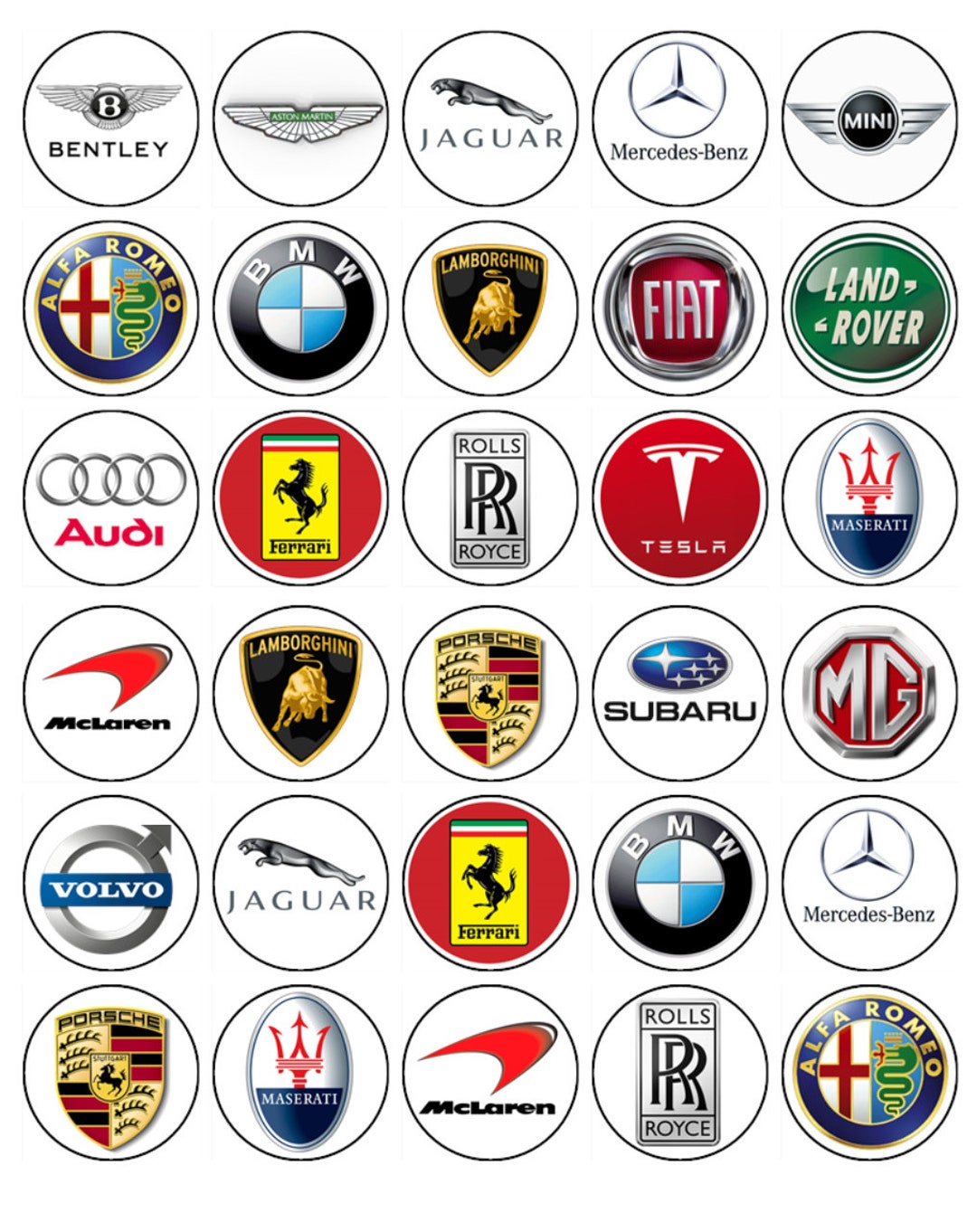 Car Logo Edible Cupcake Toppers Wafer Birthday Cake Car Decorations 2 ...