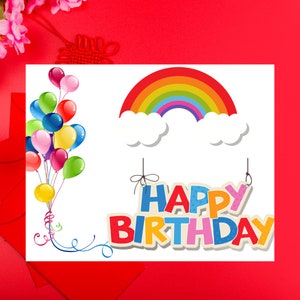 Printable Birthday Card Instant Download Rainbow Birthday Card - Etsy