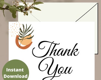 Printable Thank You Card Digital Thank You Card Eucalyptus Thank You ...