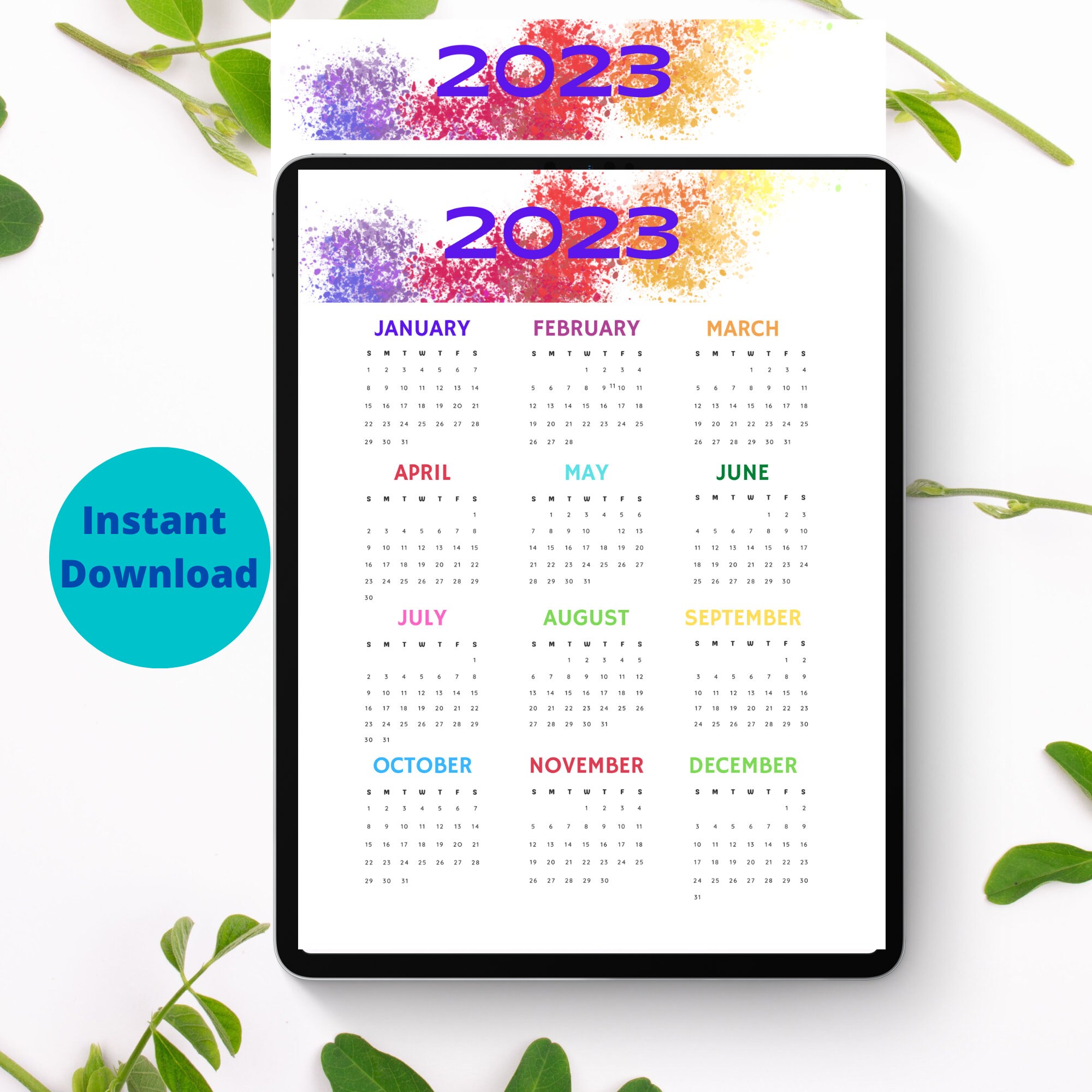 Planner Printable Calendar 2023, Desktop Calendar, Wall Calendar ...