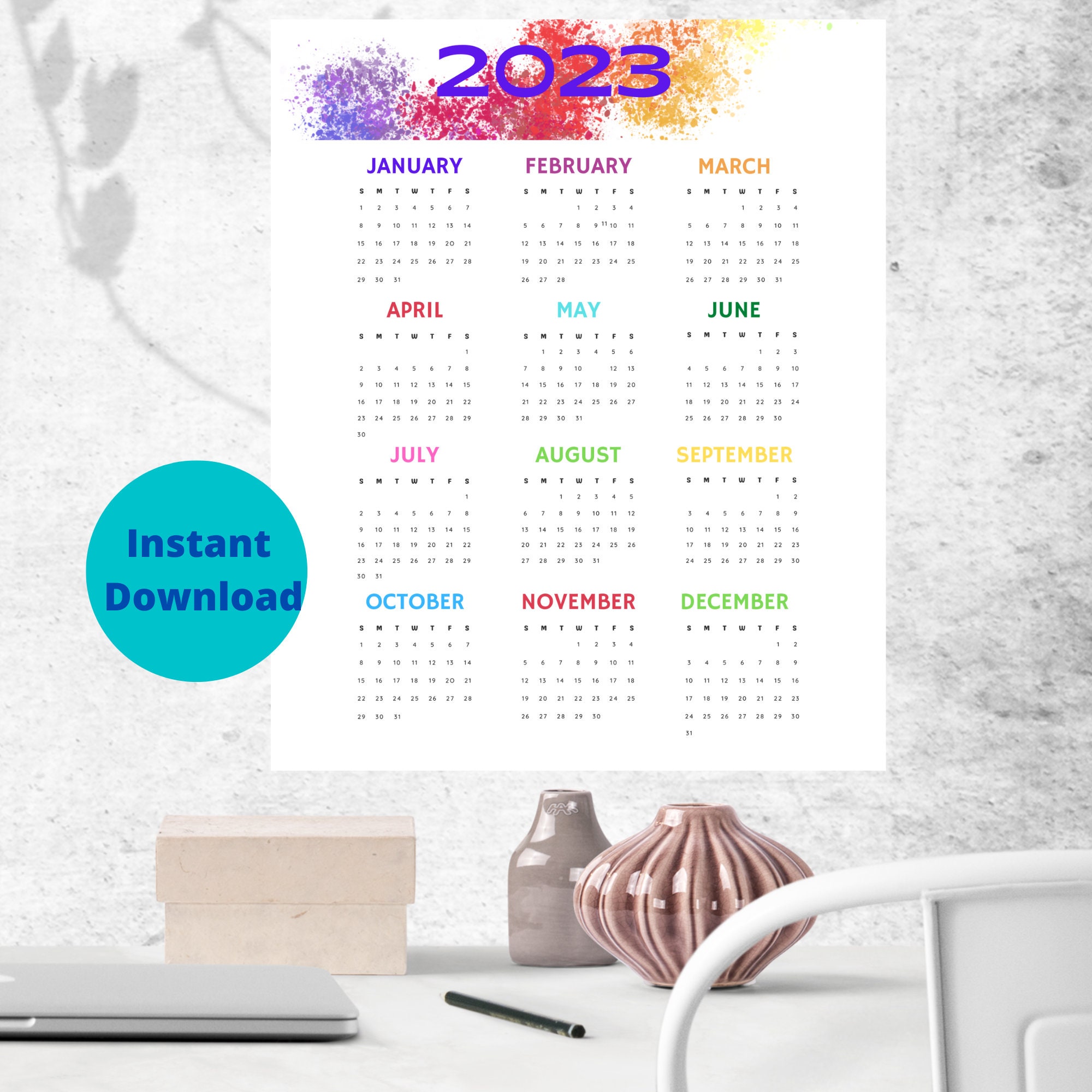 Planner Printable Calendar 2023, Desktop Calendar, Wall Calendar ...