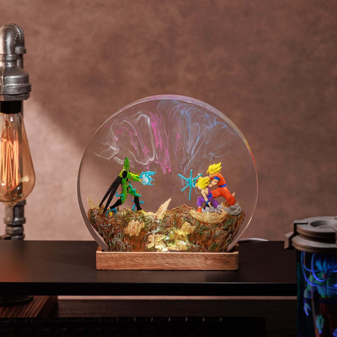 Goku Vs Cell Dragon Ball Resin Lamp Resin LED Night Lamp, Handmade ...