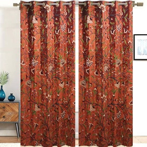 Buy One Get One-beautiful Vintage Amber Rust Crewel Embroidery Curtain ...