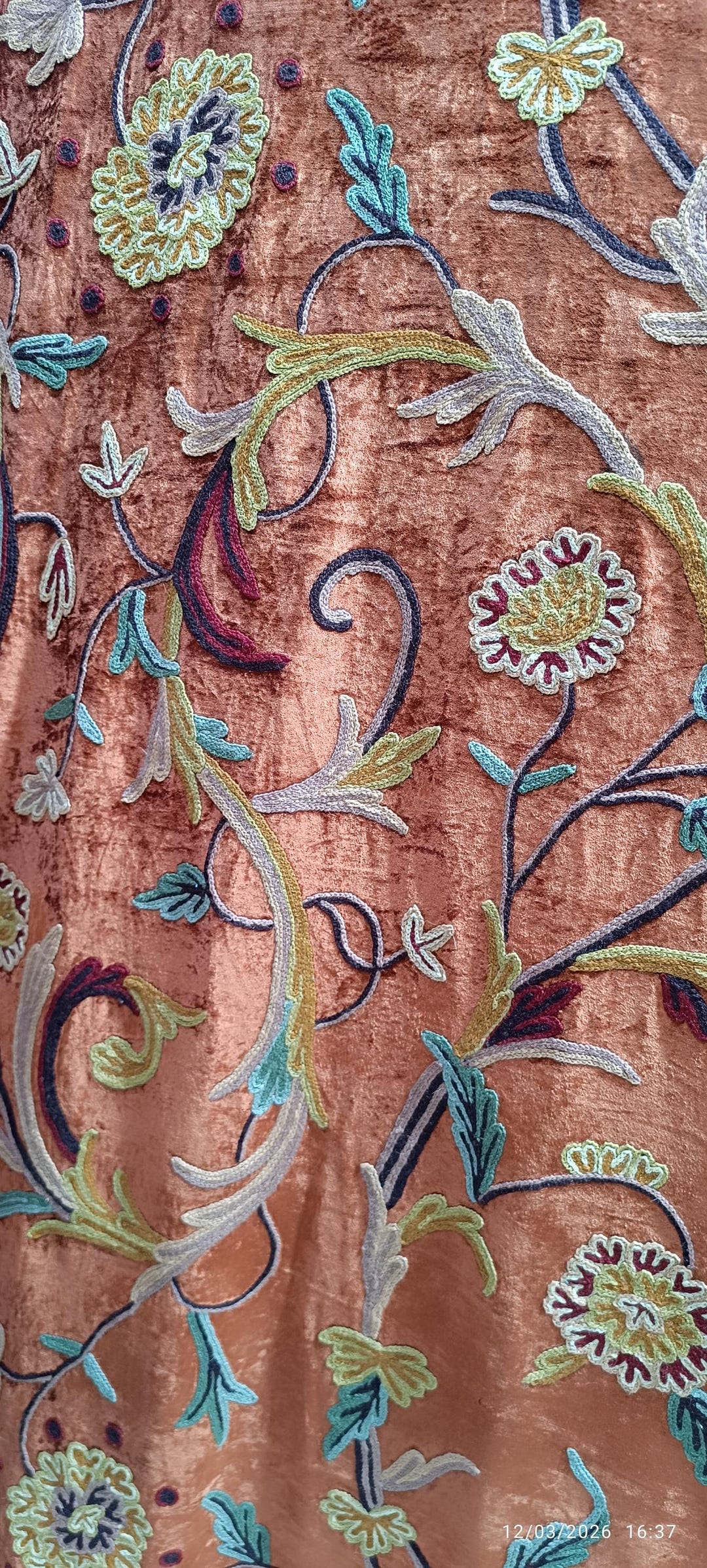Kashmir Crewel Velvet Curtain: Hand-embroidered Tree of Life, Blackout ...