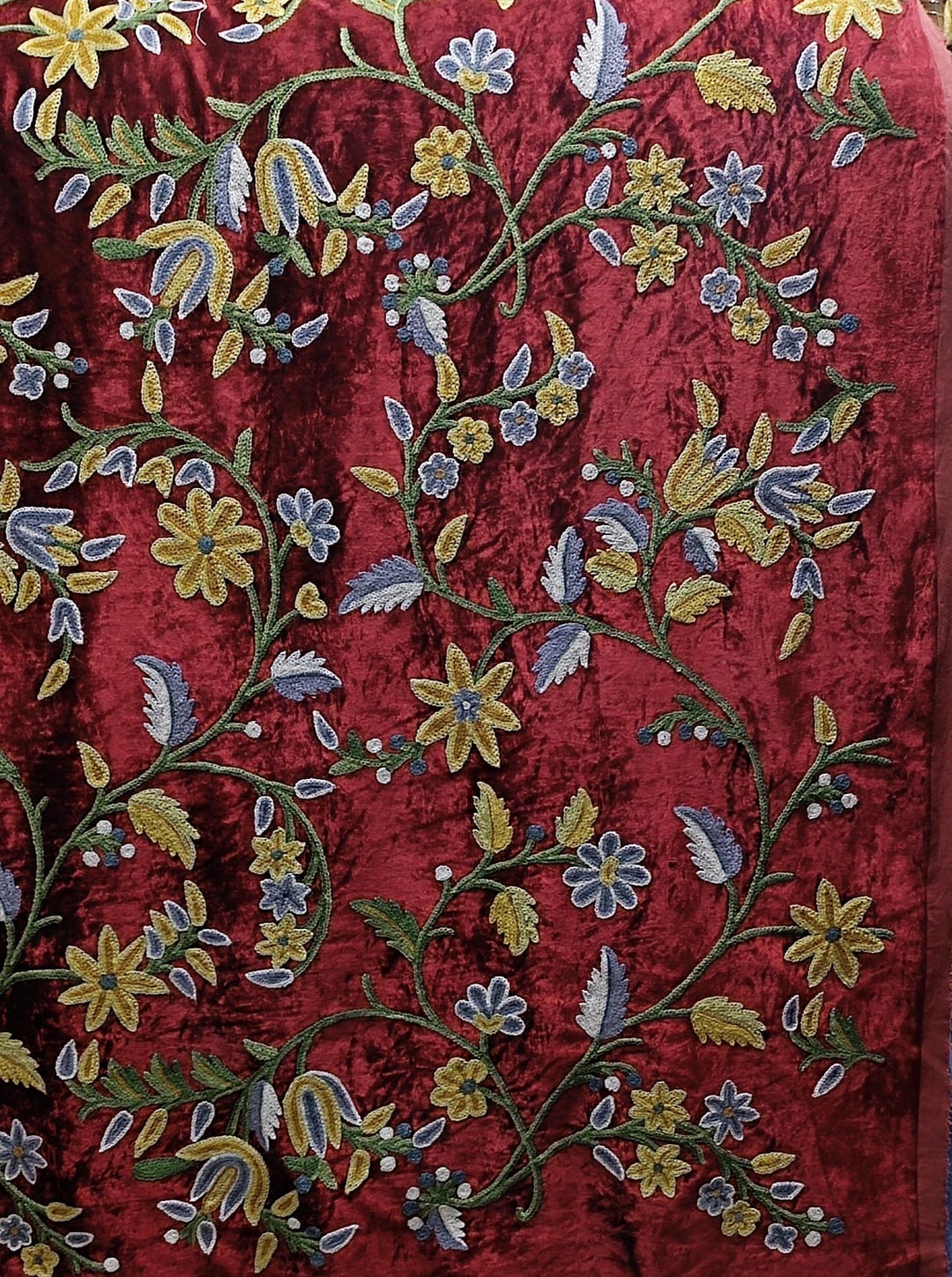 Buy 1 Get 1 - Crimson Velvet Curtain – Kashmir Crewel Embroidery ...