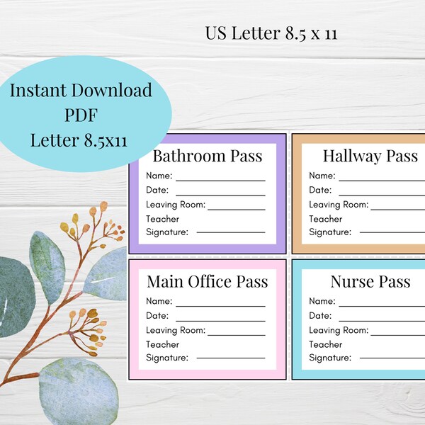 Printable Hall Pass - Etsy