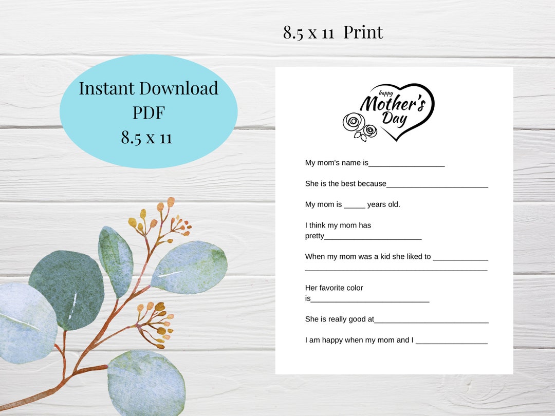 Mothers Day Worksheet Mothers Day Printable My Mom Worksheet All About ...