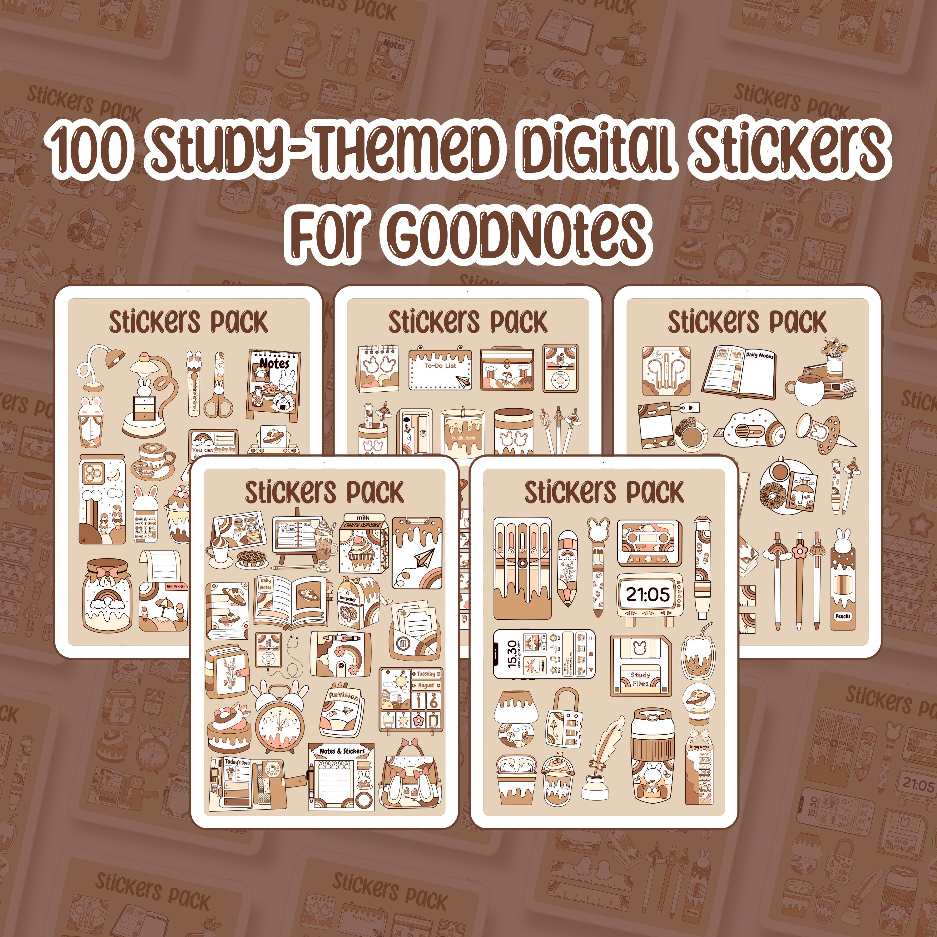 100 Study-themed Digital Stickers Stickers for Planner, Notes, and ...