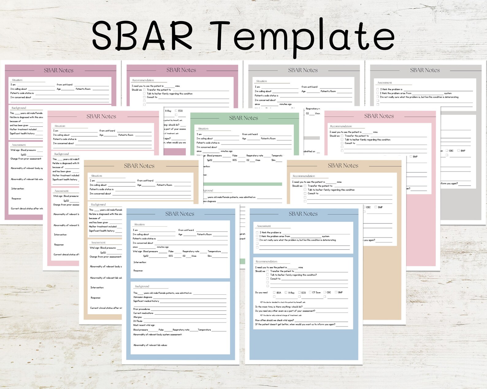 Printable SBAR Template Notes Nursing Study Guide Nursing Notes Study ...