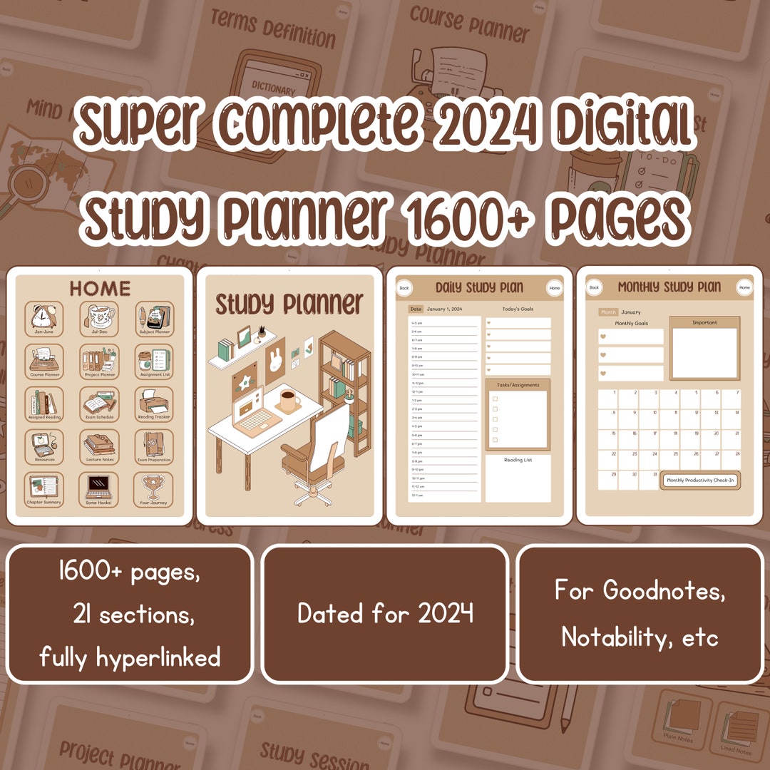 Premium Digital Student Planner Study Planner Exam Planner Hyperlinked ...