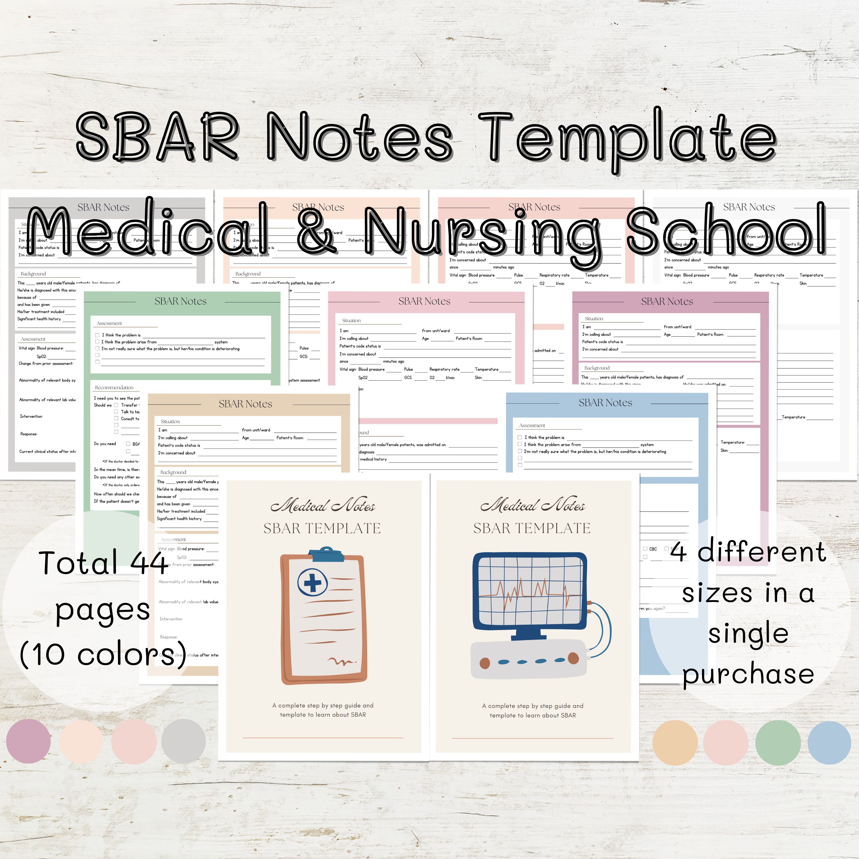 Printable SBAR Template Notes Nursing Study Guide Nursing Notes Study ...