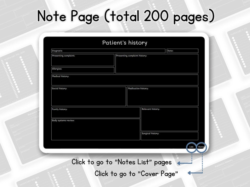 Digital Patient History Taking Notes Template Nursing Study Guide ...