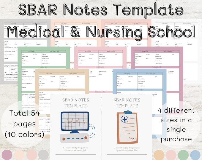 Printable SBAR Template Notes Nursing Study Guide Medsurg Nurse Notes ...