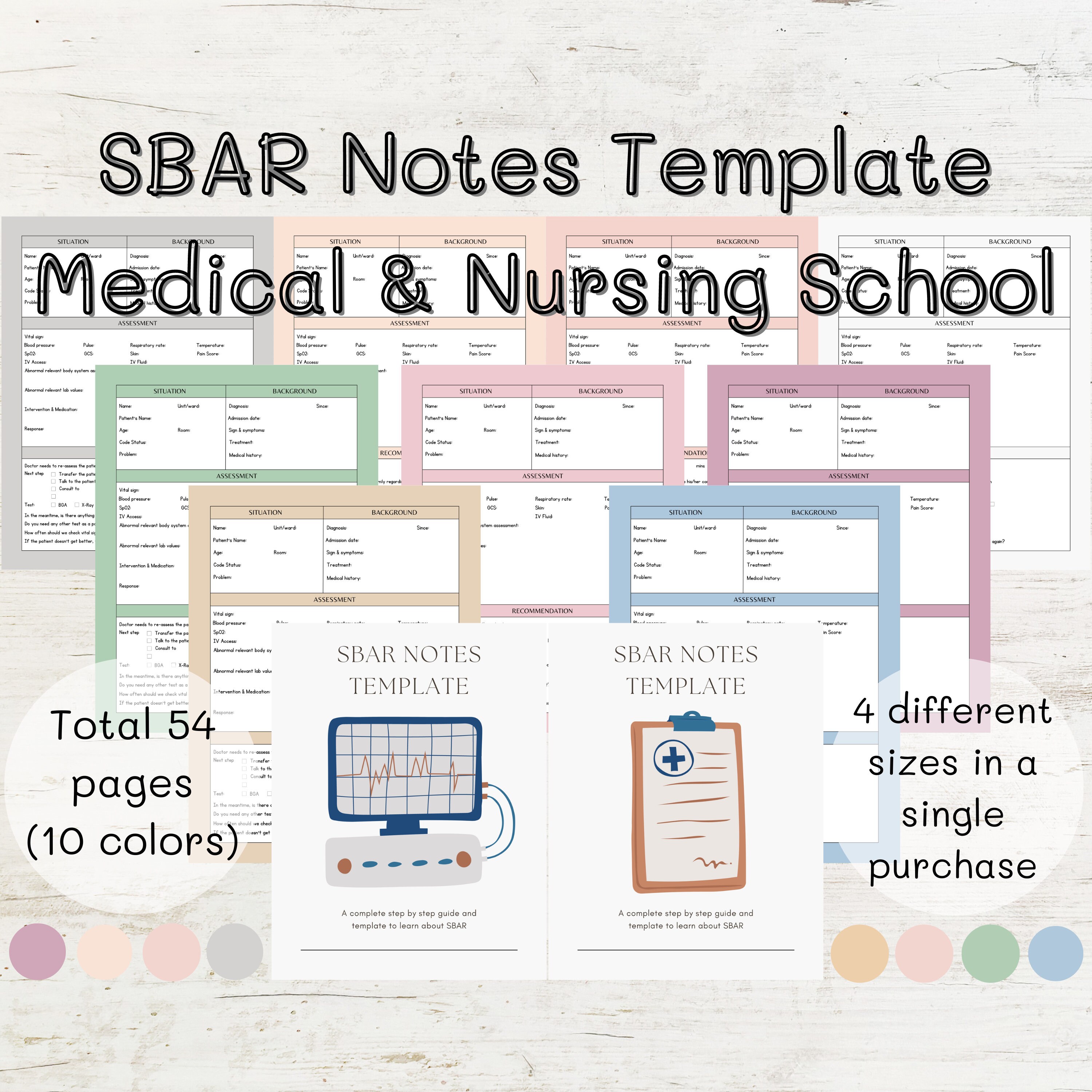 Printable SBAR Template Notes Nursing Study Guide Medsurg Nurse Notes ...