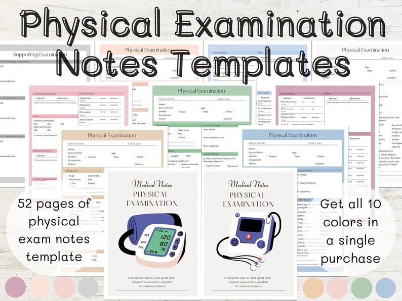 Physical Examination Notes Templates Printable (Download Now) - Etsy