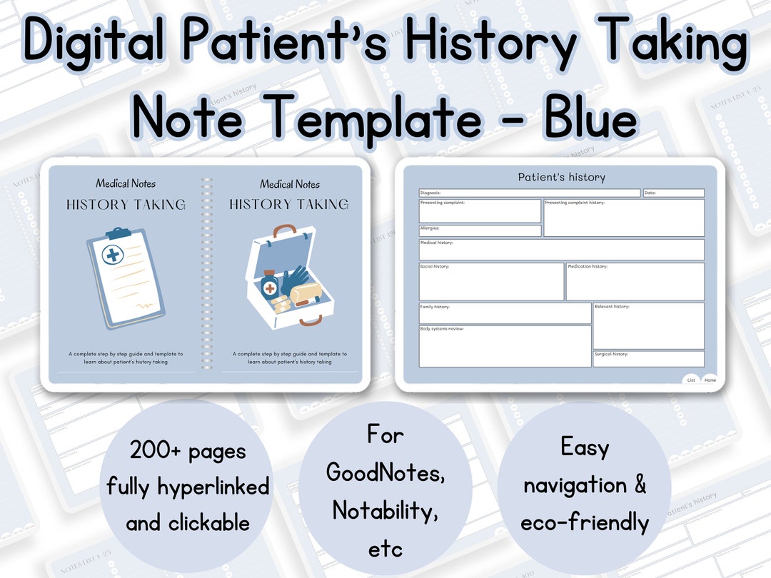 Digital Patient History Taking Notes Template Nursing Study Guide ...
