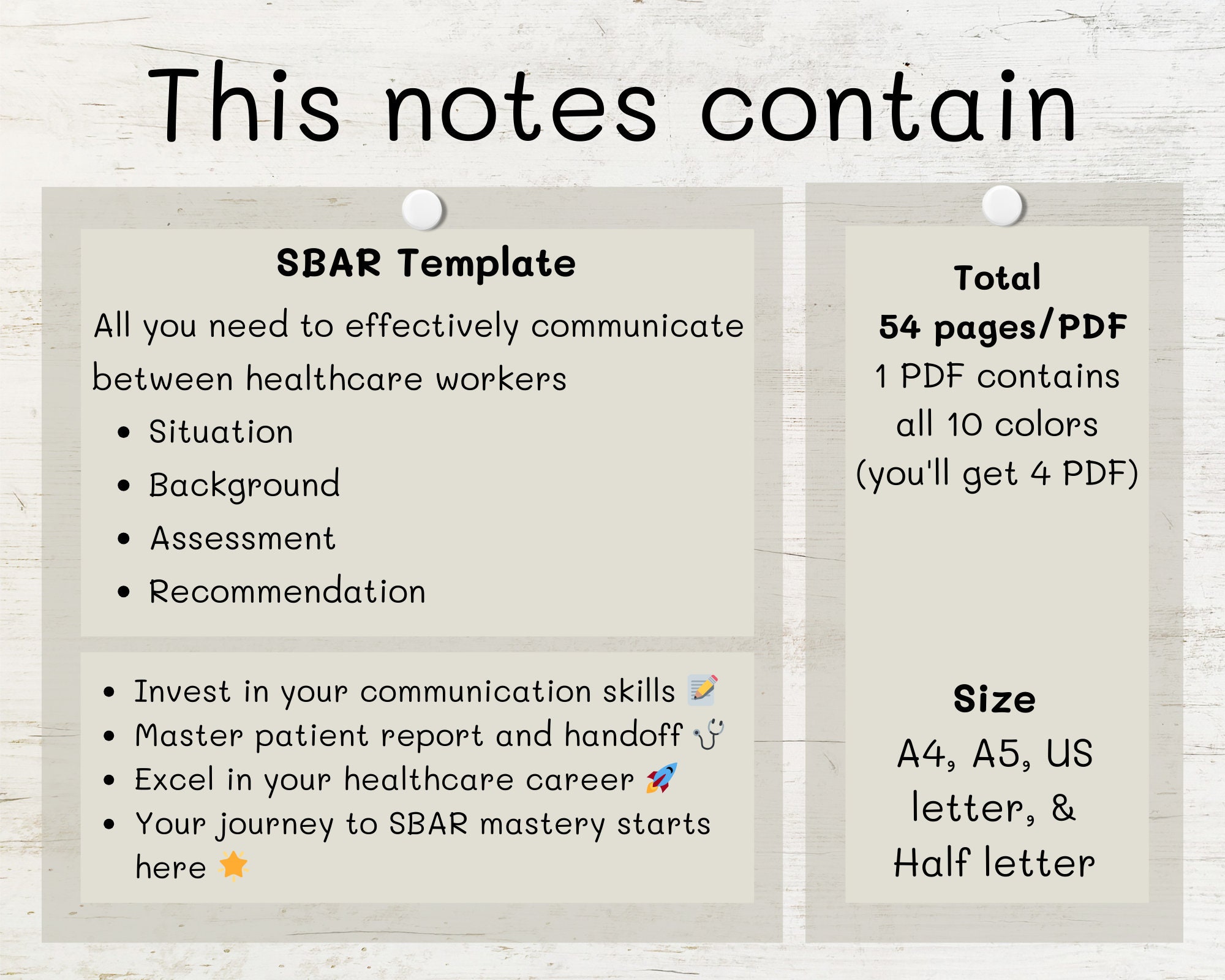 Printable SBAR Template Notes Nursing Study Guide Medsurg Nurse Notes ...
