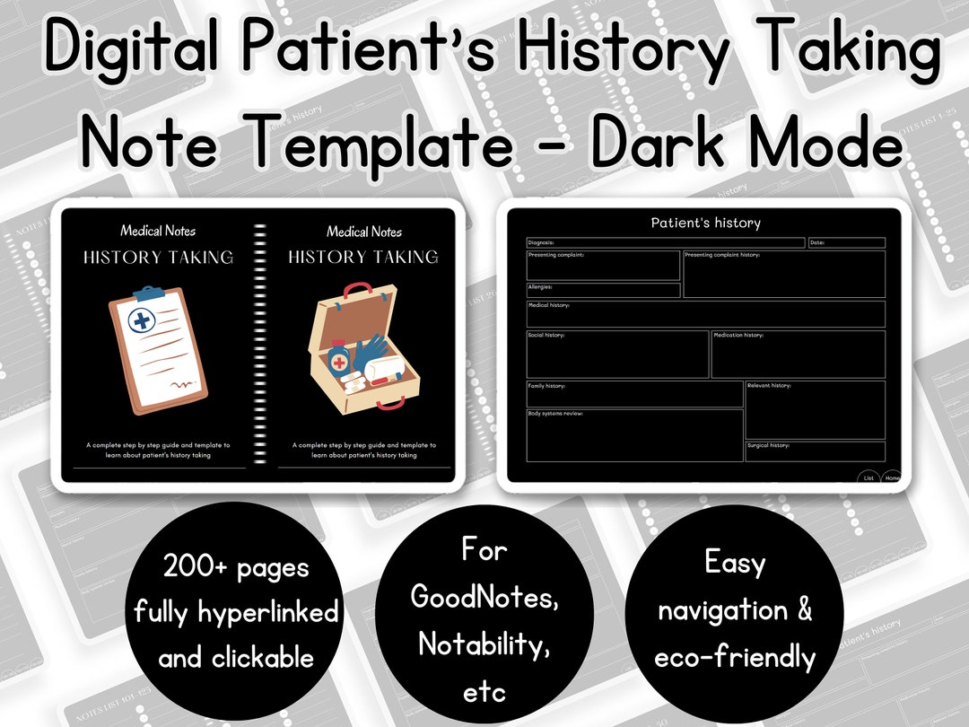 Digital Patient History Taking Notes Template Nursing Study Guide ...