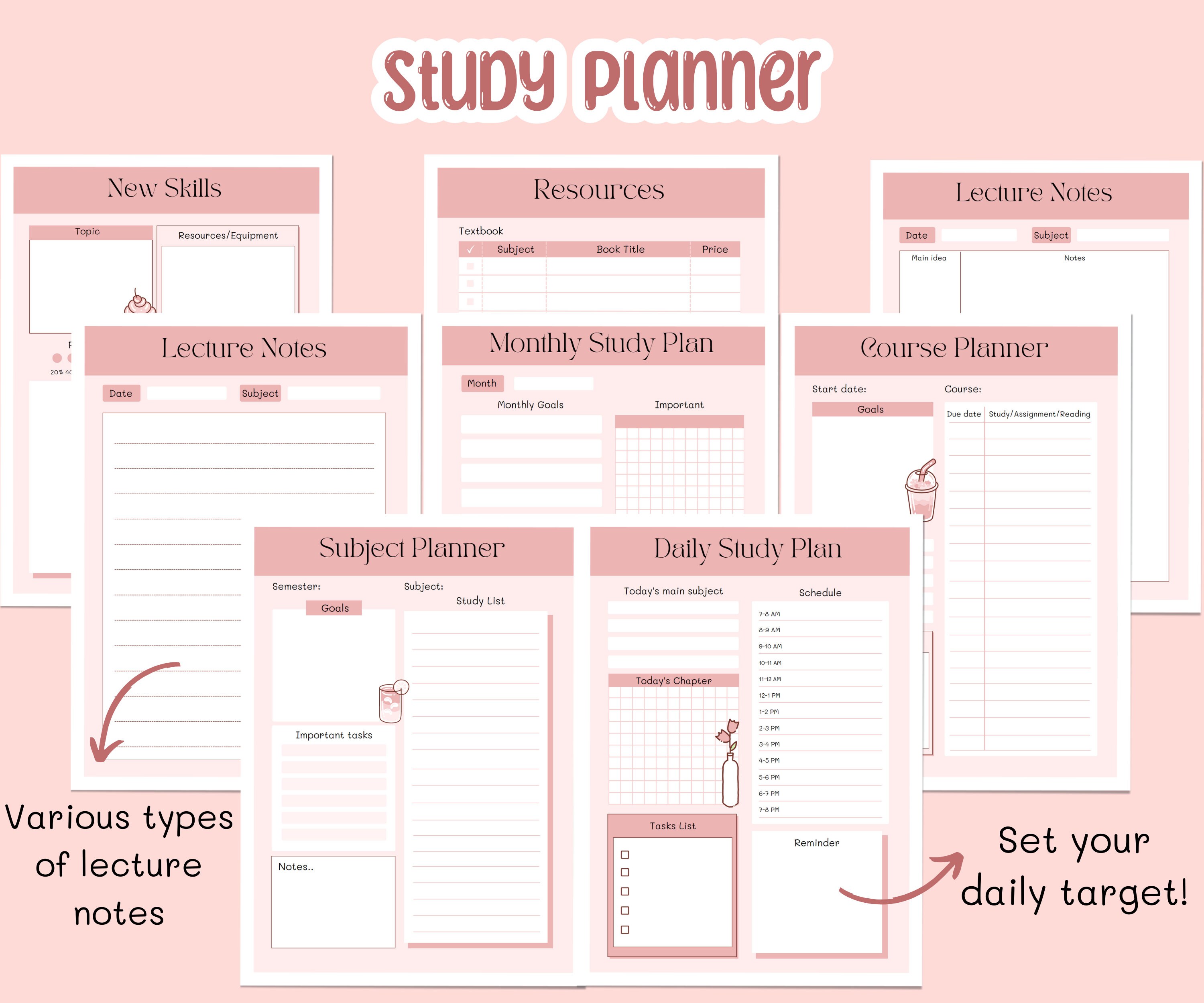 Printable Student Planner Goals Planner Undated Planner Assignment ...