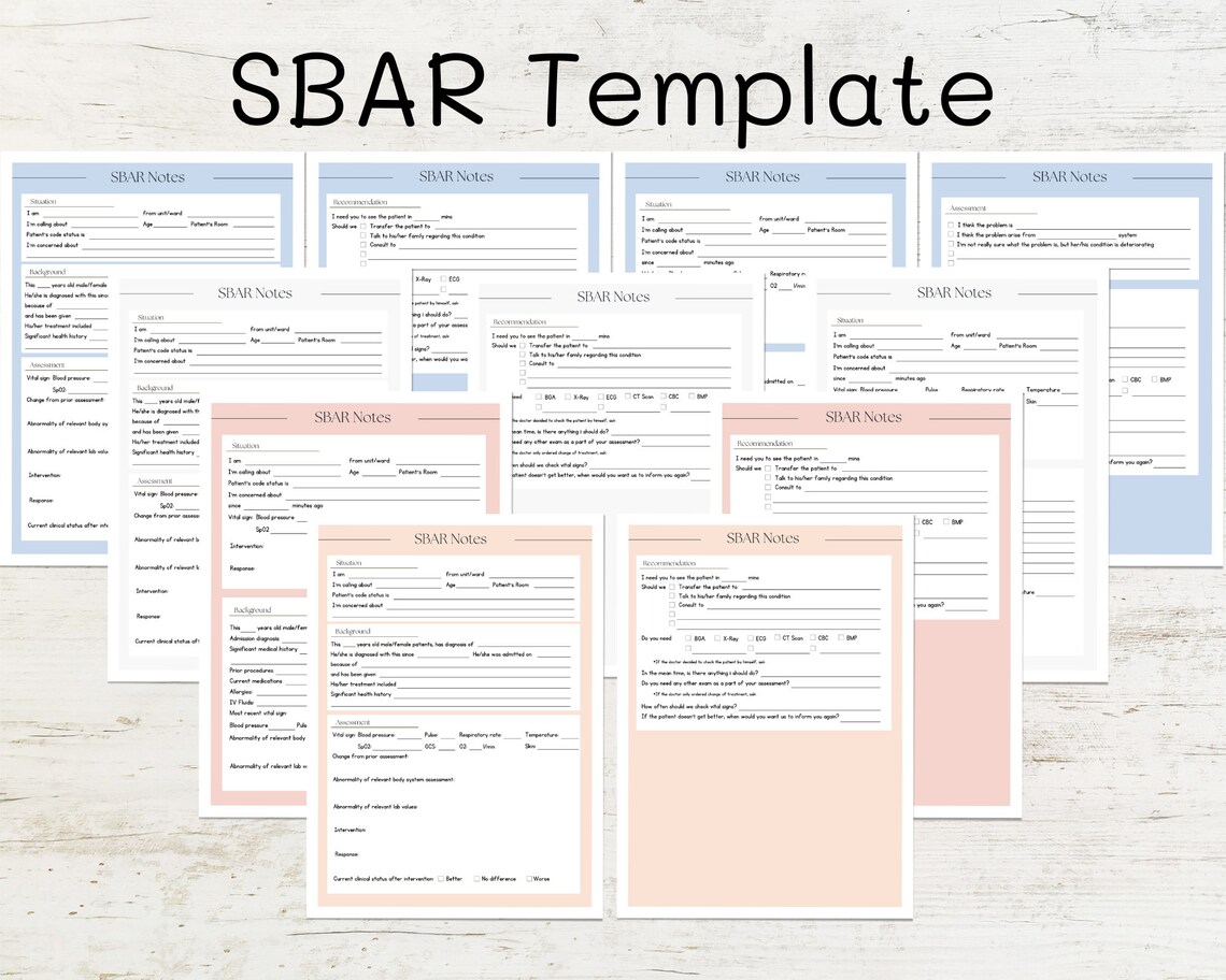 Printable SBAR Template Notes Nursing Study Guide Nursing Notes Study ...