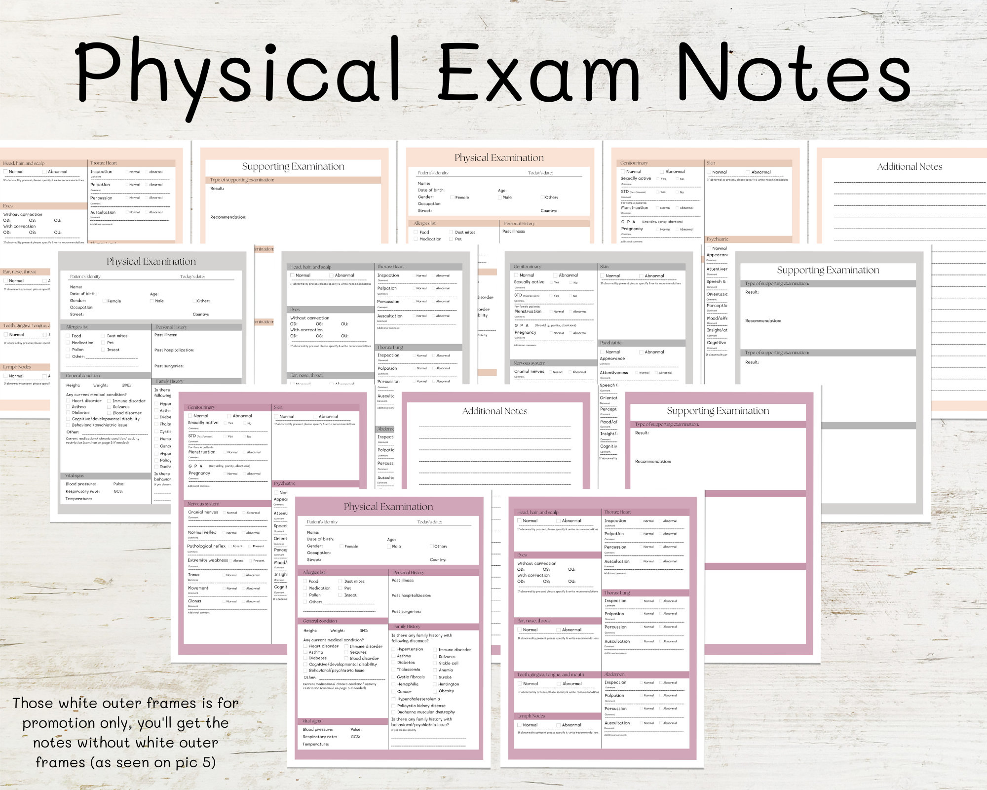 Printable General Physical Examination Notes Template Nursing Study ...