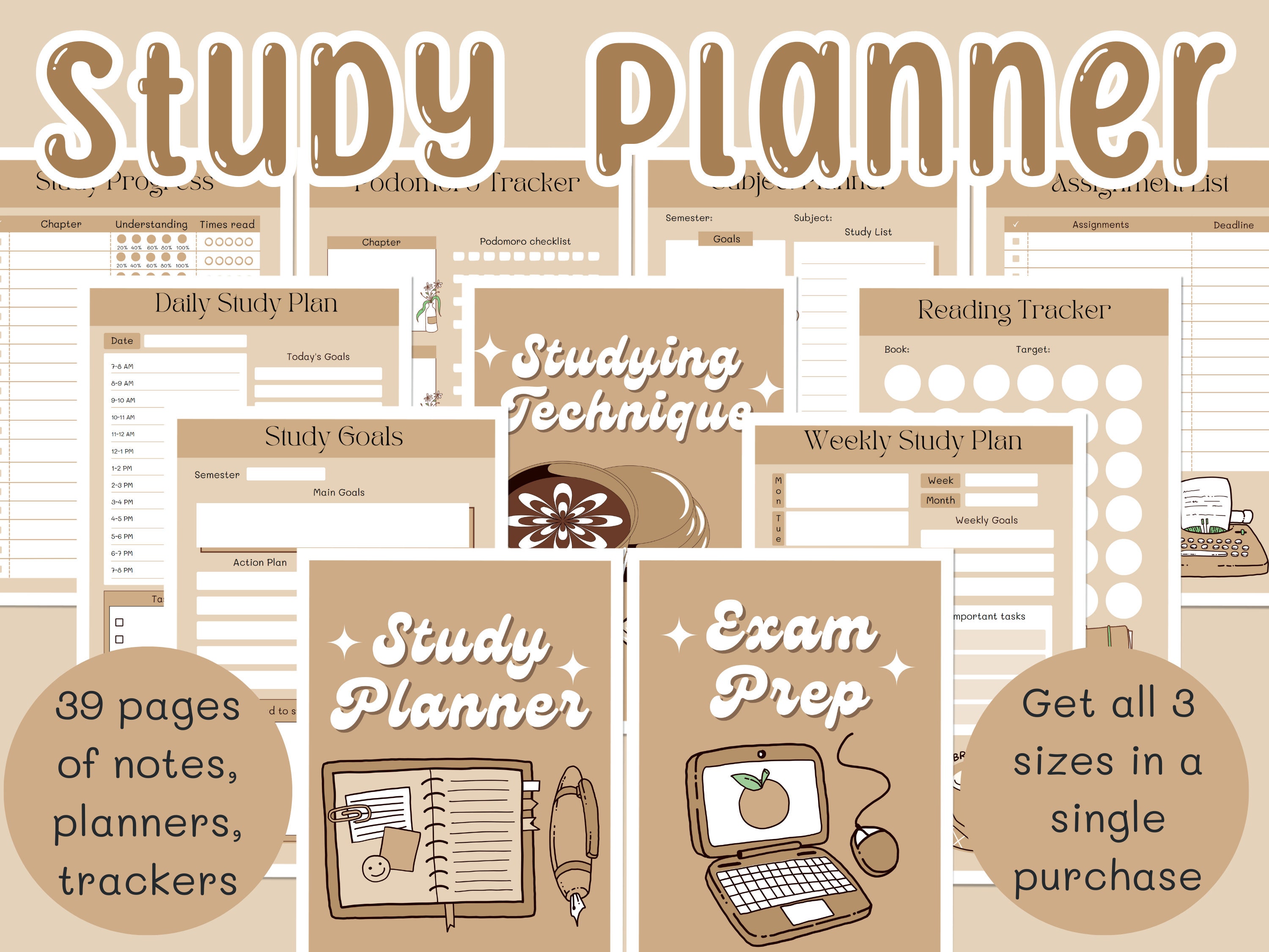 Printable Study Planner, Exam Prep Planner, Study Tracker, Studying ...