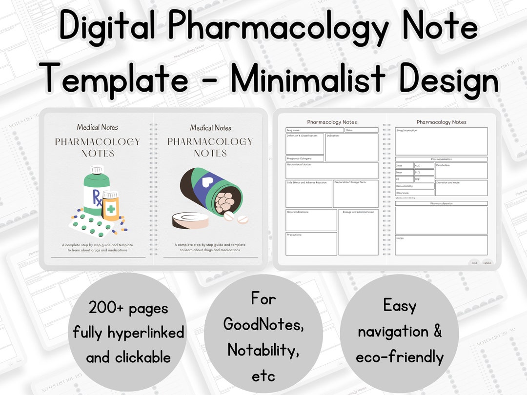 Digital Pharmacology Notes Template Nursing Pharmacology Nursing Notes ...