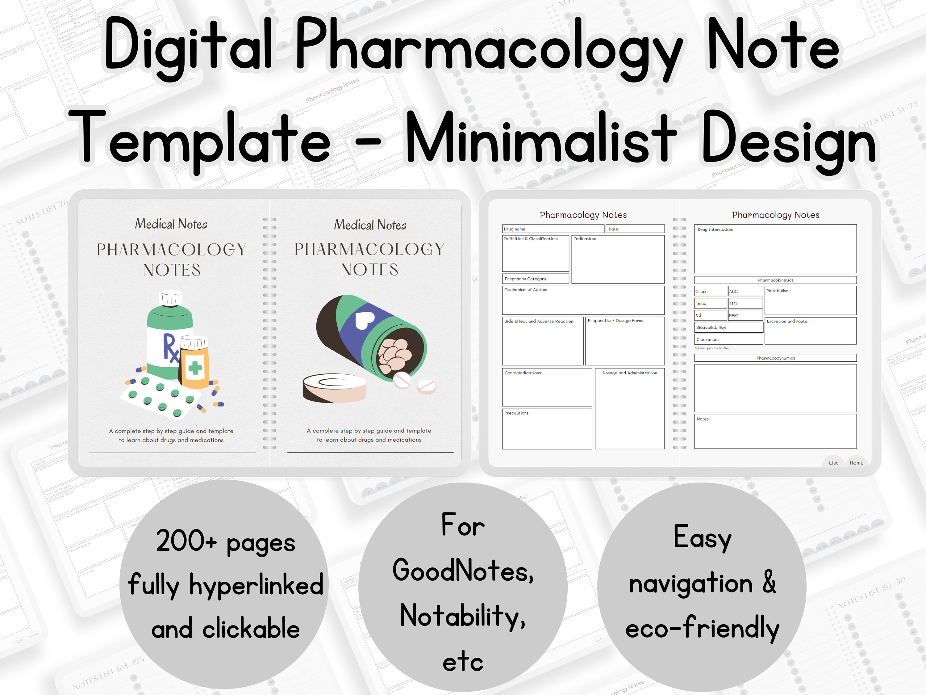Digital Pharmacology Notes Template Nursing Pharmacology Nursing Notes ...