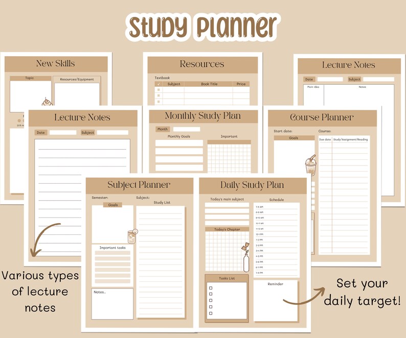 Printable Student Planner Goal Planner Undated Planner Assignment ...