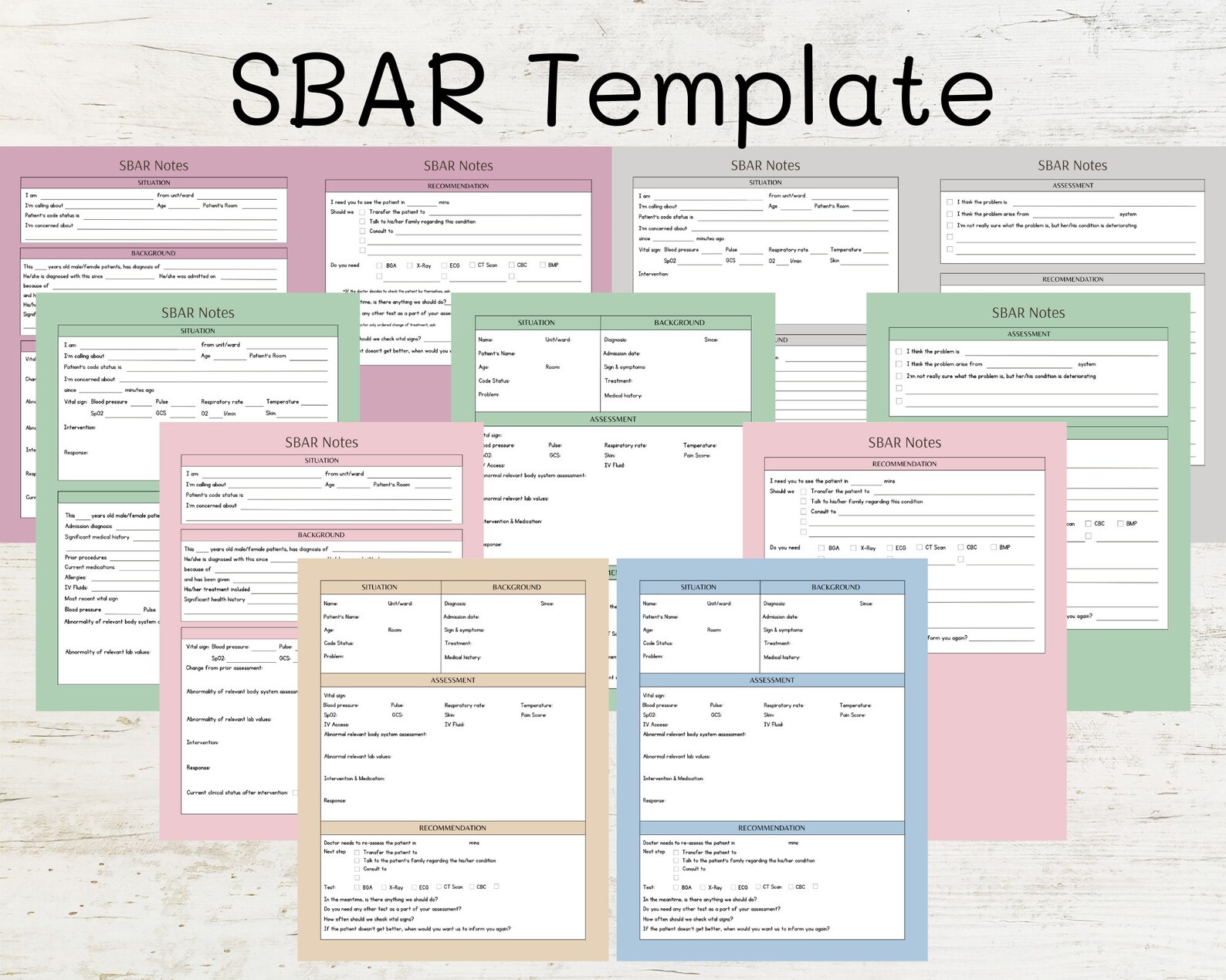 Printable SBAR Template Notes Nursing Study Guide Medsurg Nurse Notes ...