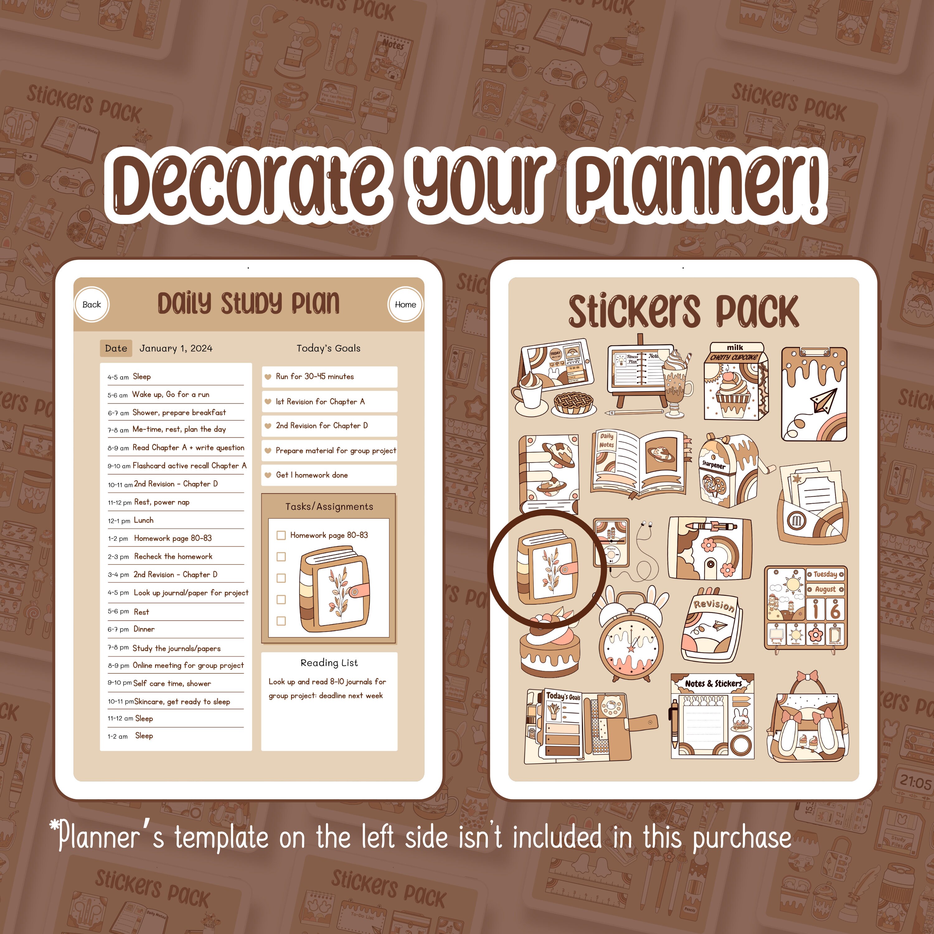 100 Study-themed Digital Stickers Stickers for Planner, Notes, and ...