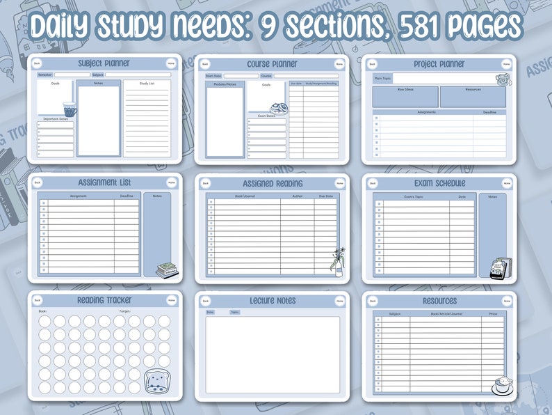 Premium Digital Student Planner Study Planner Exam Planner Hyperlinked ...