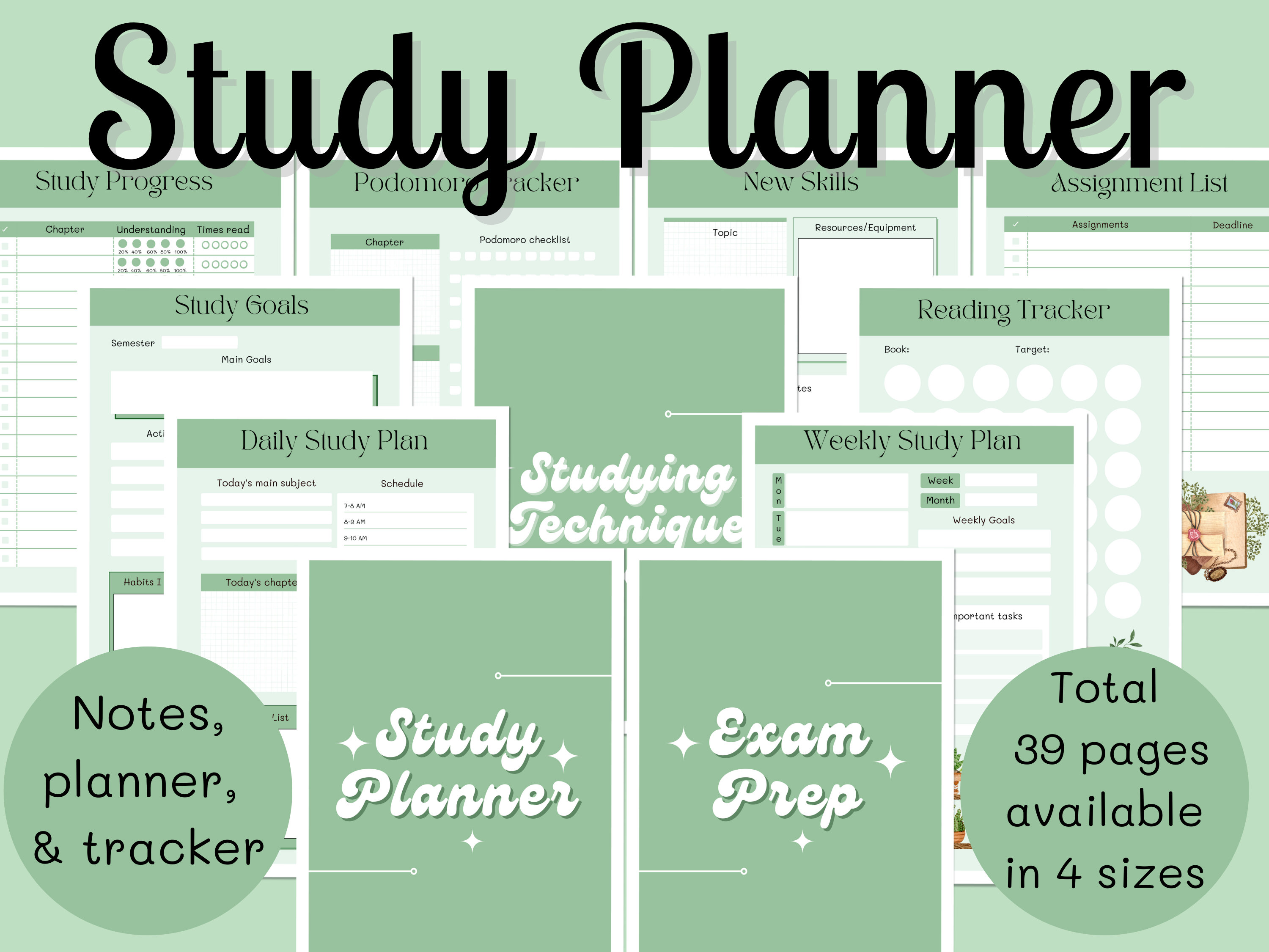 Printable Study Planner Exam Prep Planner and Course Planner - Etsy UK