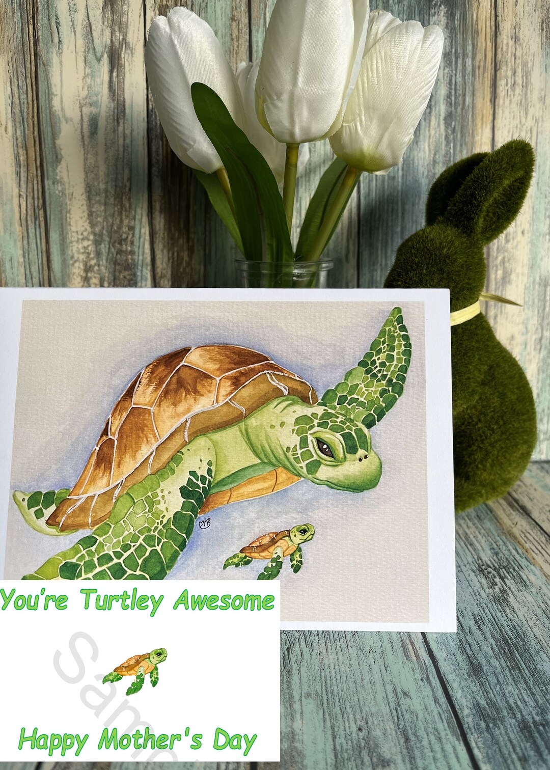 Turtle Mother's Day Card |small Wall Art |card for Mum |mother |mummy ...