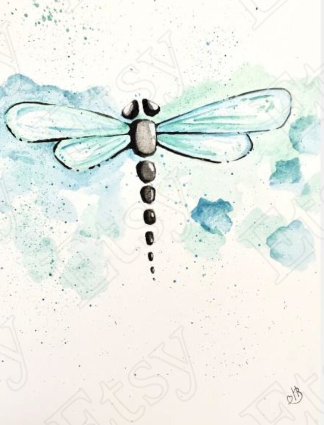Blue Dragonfly Downloadable Watercolour Print - Etsy