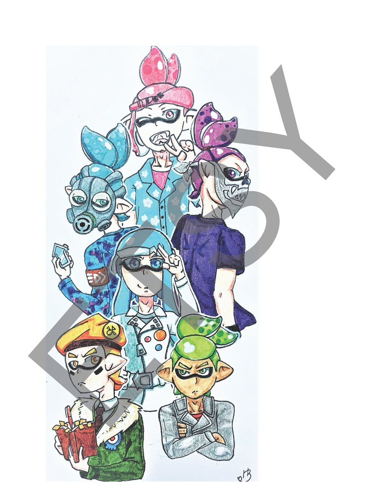 Splatoon Crew Digital Download Ink Drawing - Etsy