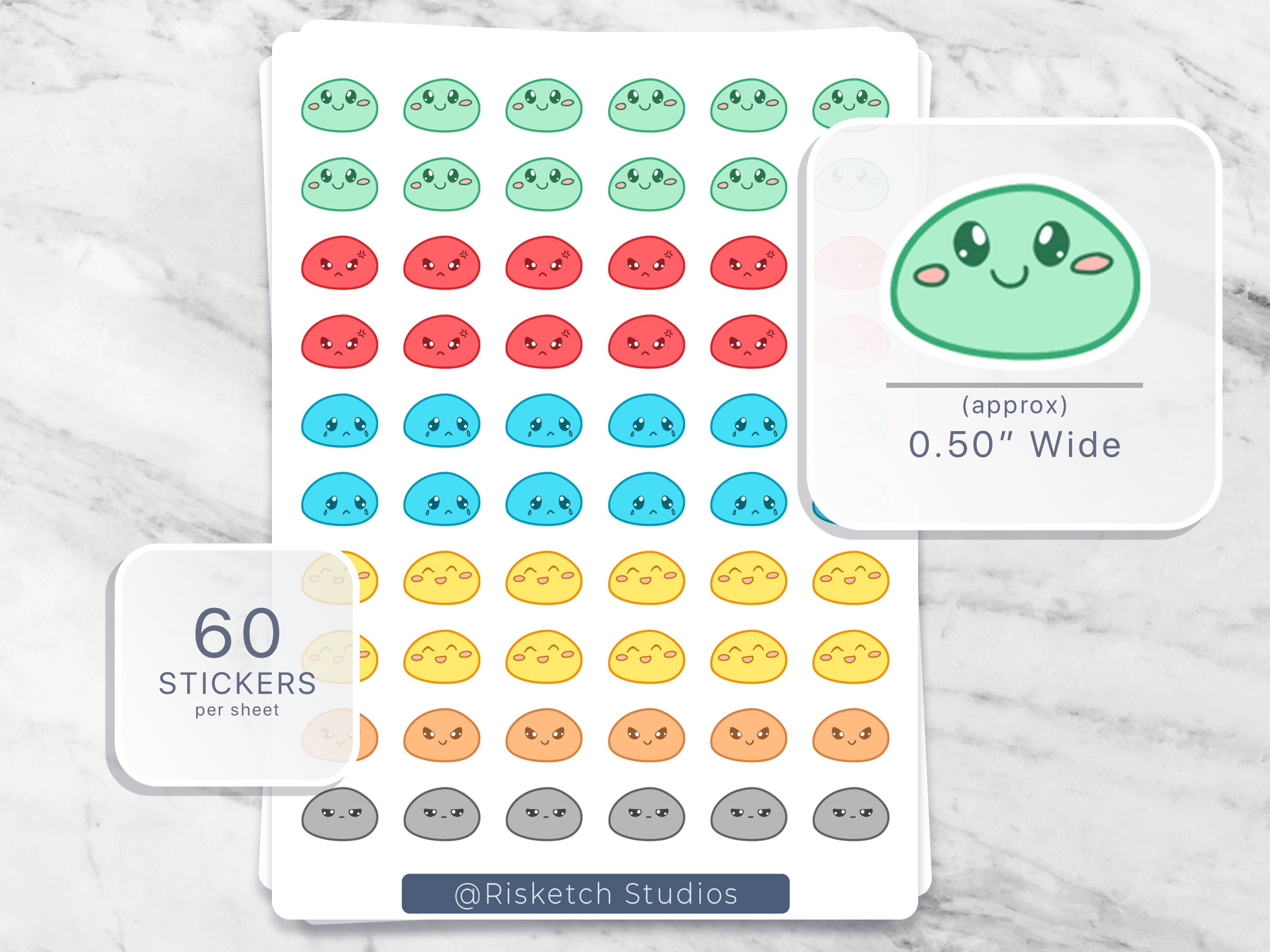 Cute Little Emoji Stickers Mood/emotion Tracking Icons - Etsy