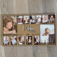 Baby's First Year Photo Frame Wood Monthly Milestone Picture Display ...