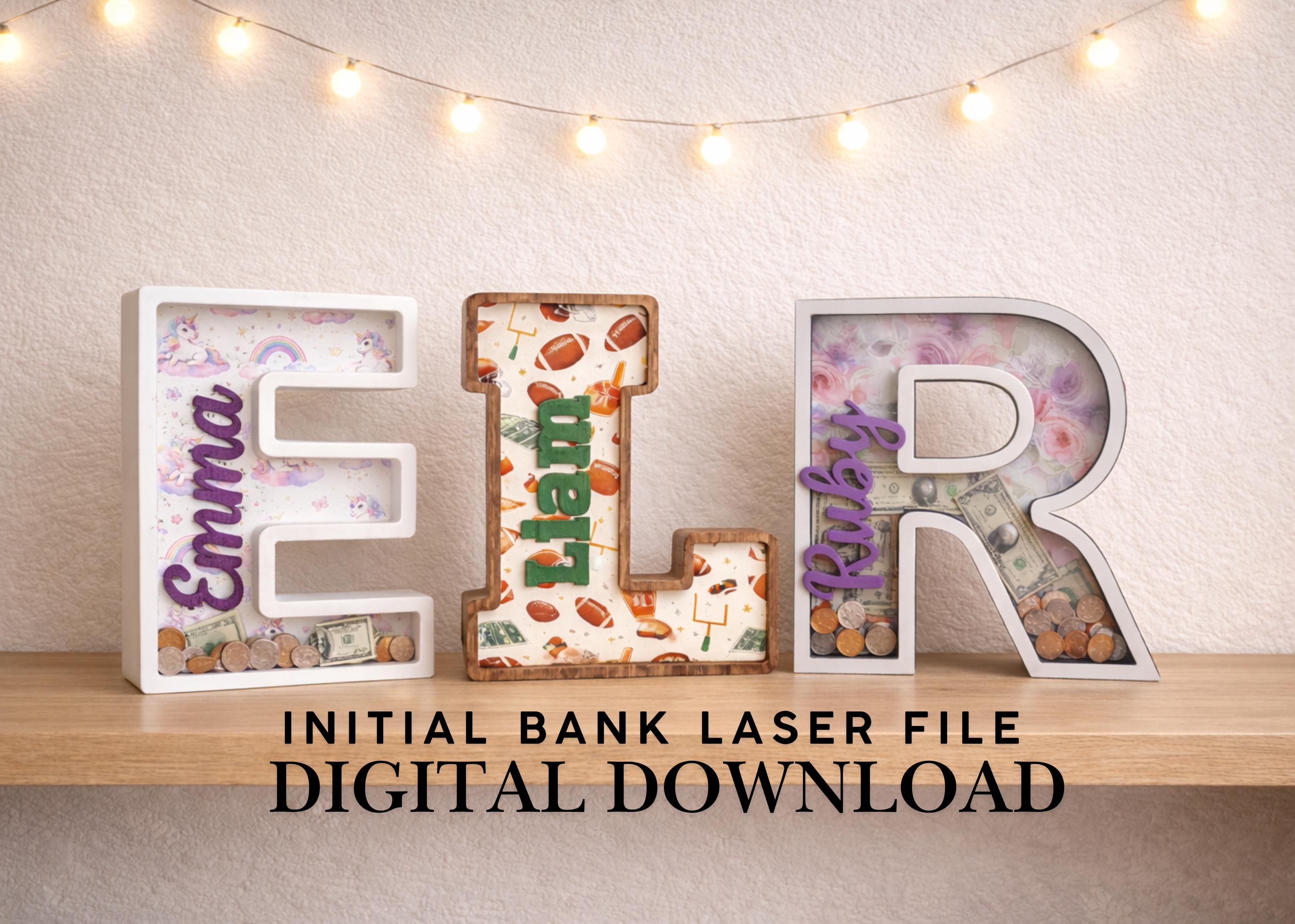 Layered Initial Piggy Bank SVG, Digital Download, DIY Letter Money Bank ...