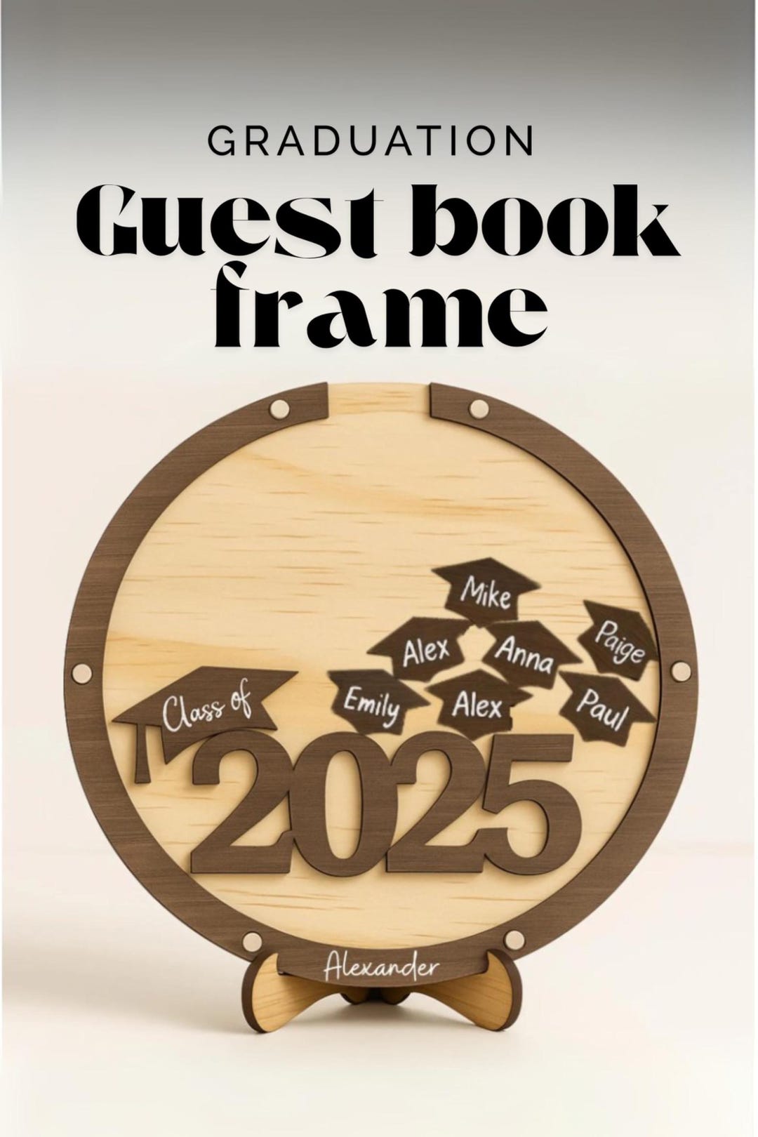 Graduation Guest Book Alternative Class of 2025 Personalized Wood ...
