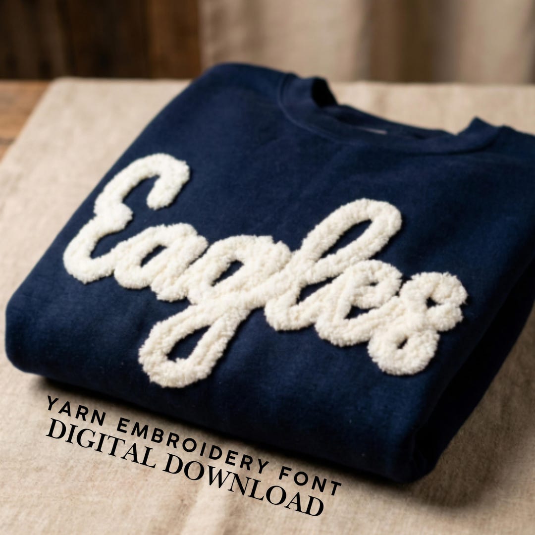 Chenille Yarn Embroidery Font, Plush Textured Alphabet 4 and 6in, PES ...