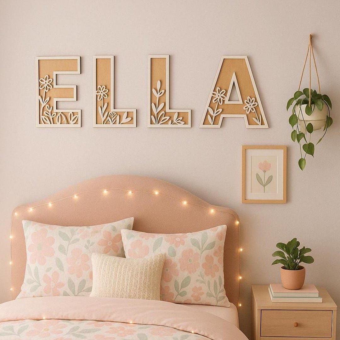 Wildflower Letters Personalized Floral Name Sign for Girl Room Nursery ...