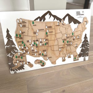 National Park Map Personalized USA Wood Keepsake Custom Travel Map Gift ...