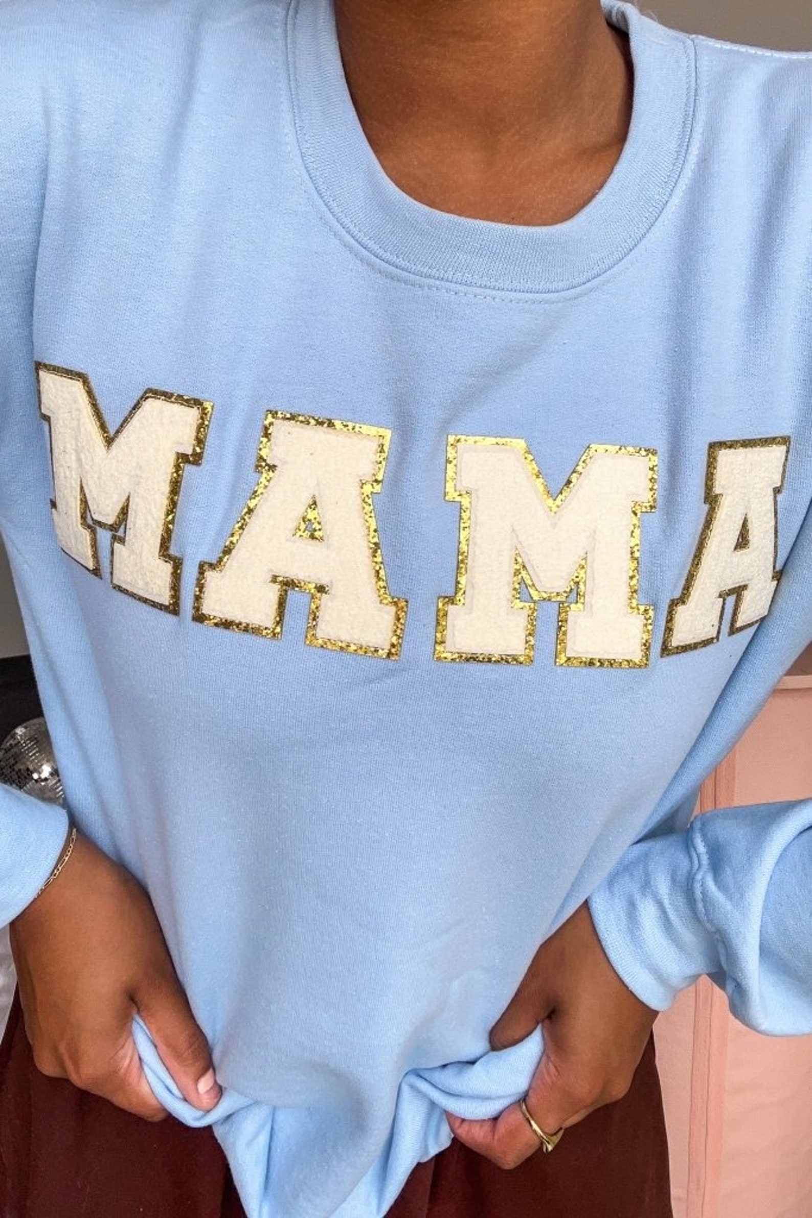Mama Shirt Chenille Patch Mom Shirt Custom Mama Crewneck Gift - Etsy