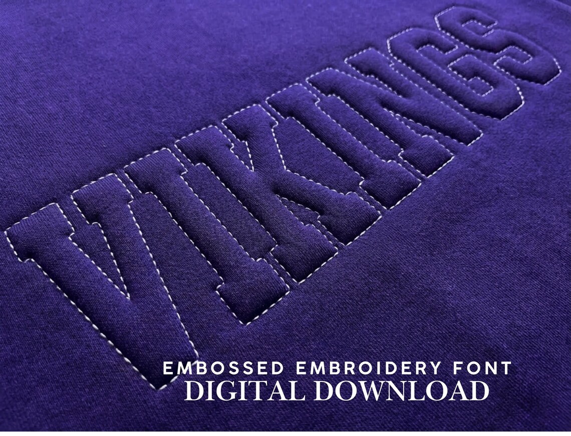 Varsity Embossed Embroidery Font, Embossed Foam Lettering, Digital ...