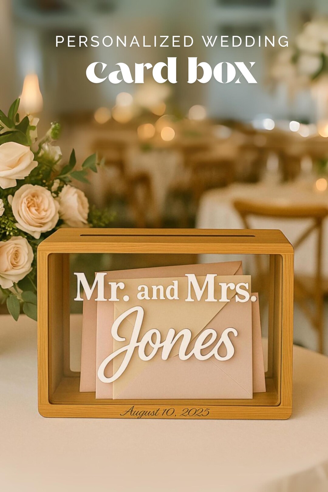 Wedding Card Box Personalized Reception Decor Wood Money Box for ...